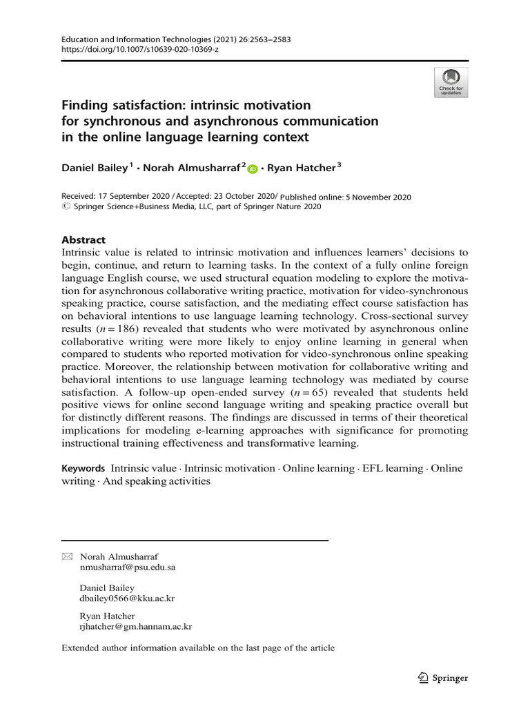 Bailey Et Al (2021) - Finding Satisfaction - Intrinsic Motivation | PDF ...
