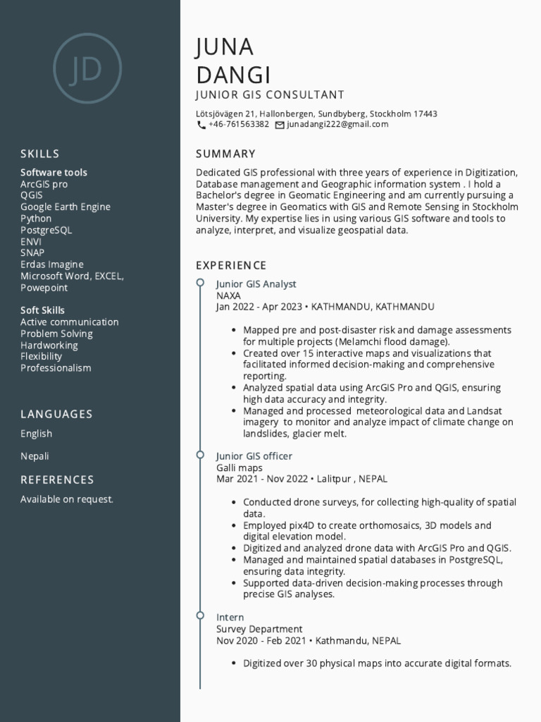 Juna Dangi: Junior Gis Consultant | PDF | Geographic Information System ...