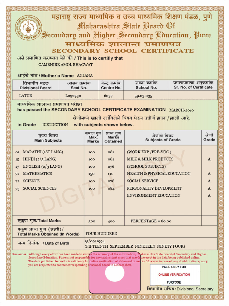 SSC Certificate | PDF