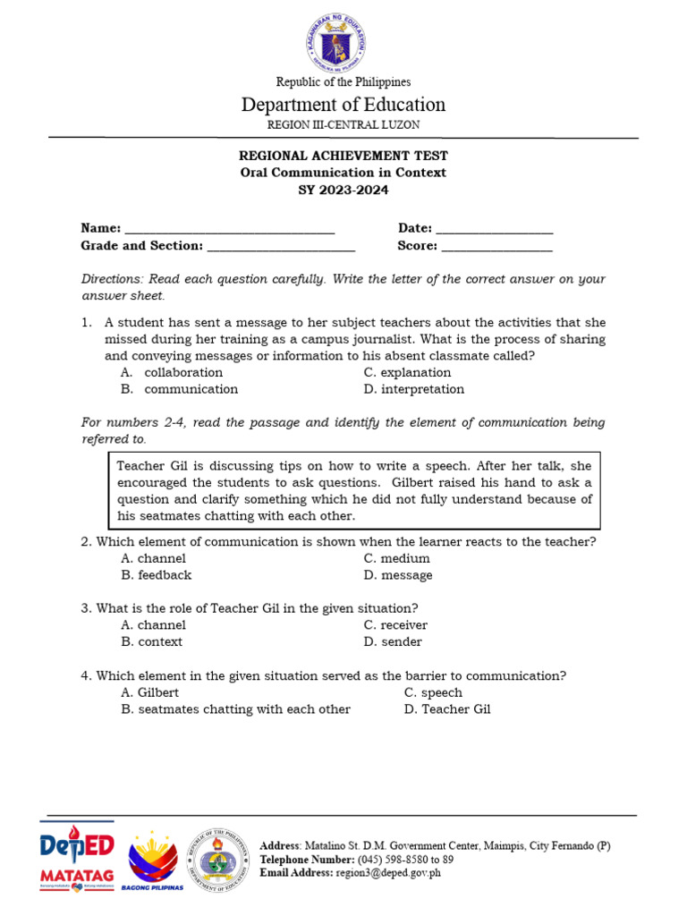 Oral Communication | PDF | Communication | Public Speaking