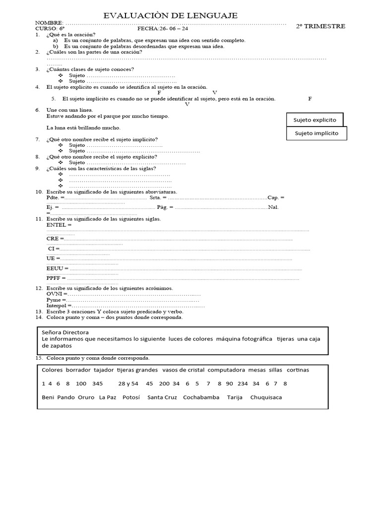 Eval Lenguaje | PDF | Gramática | Sintaxis