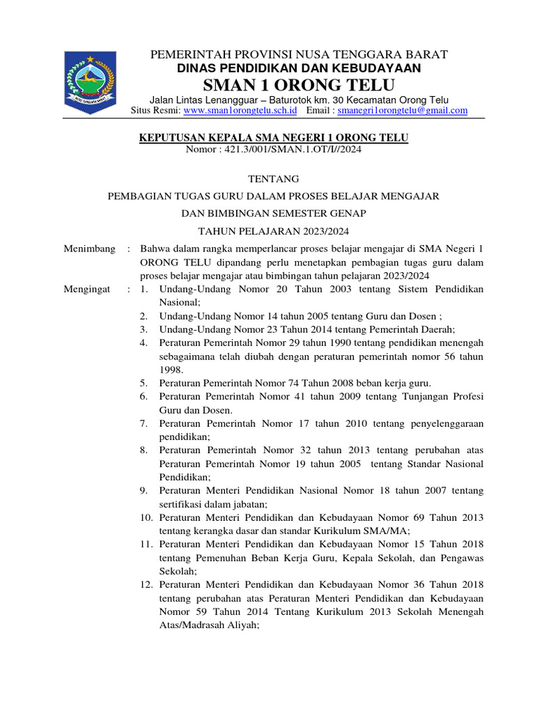 Konsideran SK Genap 2023 - 2024 | PDF | Kesehatan Holistik