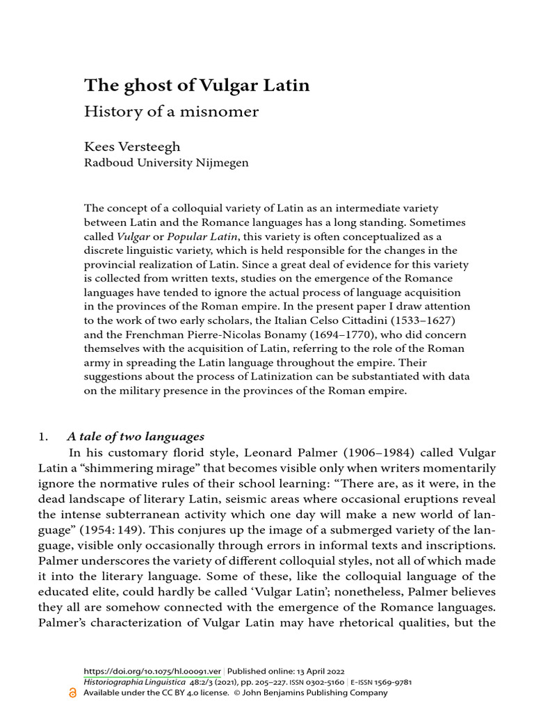 The Ghost of Vulgar Latin | PDF | Latin | Multilingualism