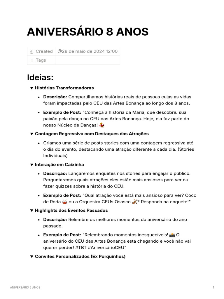 Conteudos Aniversario - 8 - Anos | PDF