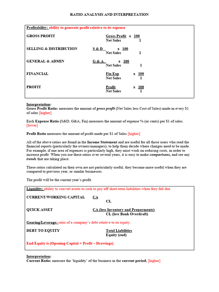 Ratio Formulas With Explanations Pdf Leverage Finance Equity