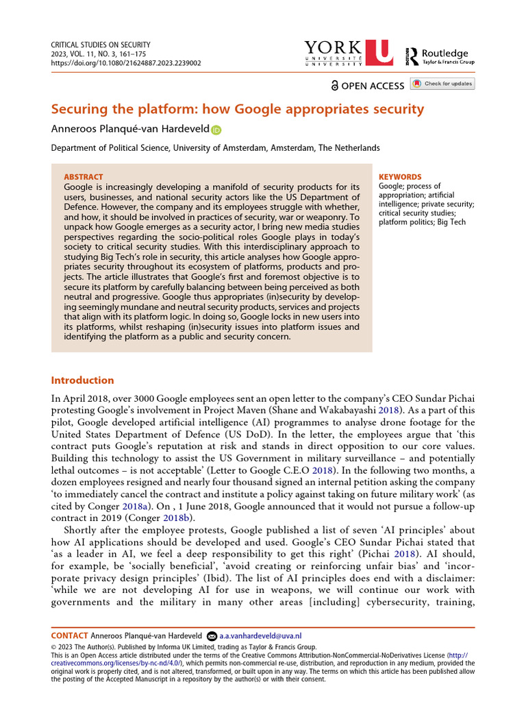 Securing The Platform How Google Appropriates Secu | PDF | You Tube