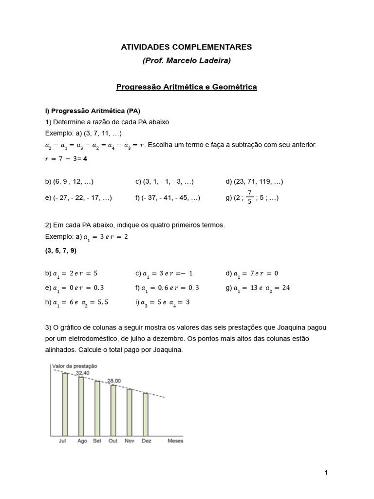 Progressão Aritmética e Geométrica | PDF | Matemática