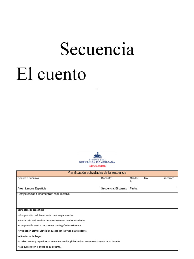 06 Secuencia El Cuento Primero | PDF | Cuentos | Evaluación
