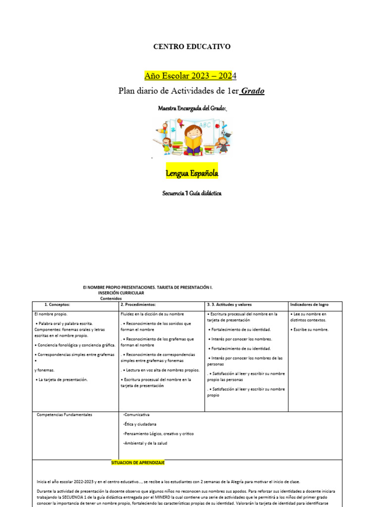 1ro Español Primaria | PDF | Maestros | Alfabeto
