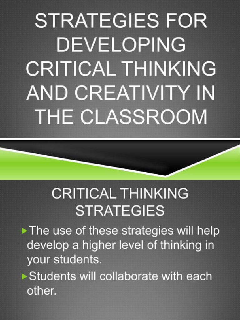 Strat On Developing Critical and Creative Thinking | PDF