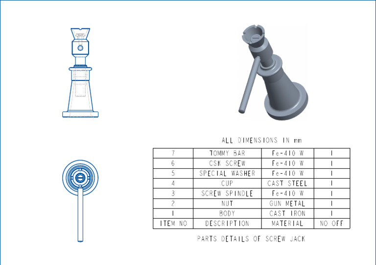 Screw Jack Parts List | PDF