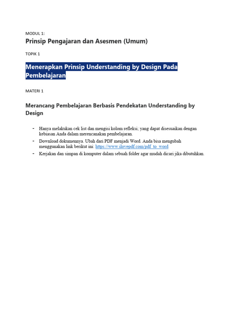 Panduan Lengkap Mengerjakan Modul 1 - PGSD | PDF