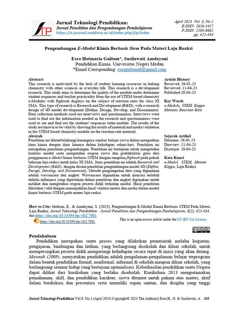 Pengembangan E-Modul Kimia Berbasis STEM Pada Mate | PDF