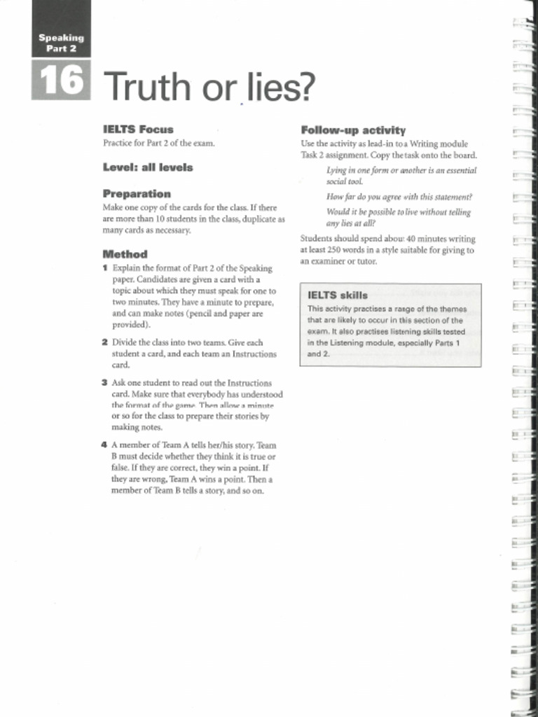 Speaking - Truth or Lie | PDF