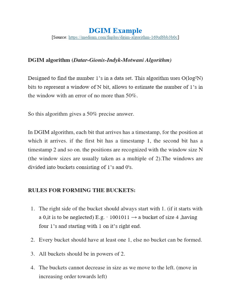 DGIM Example | PDF | Applied Mathematics | Algorithms