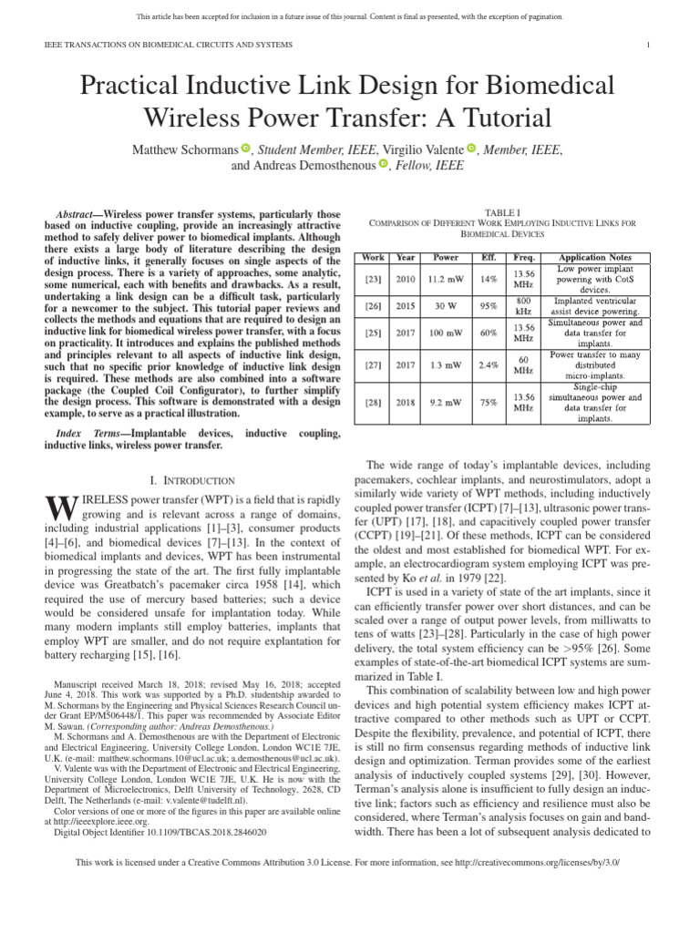 Practical Inductive Link Design For Biomedical Wir | PDF | Inductor | Inductance