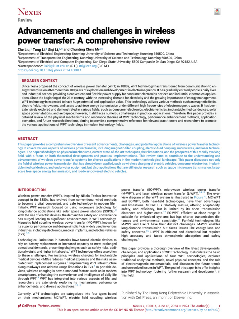 Advancements and Challanges in WPT - A Comprehensive Review | PDF ...