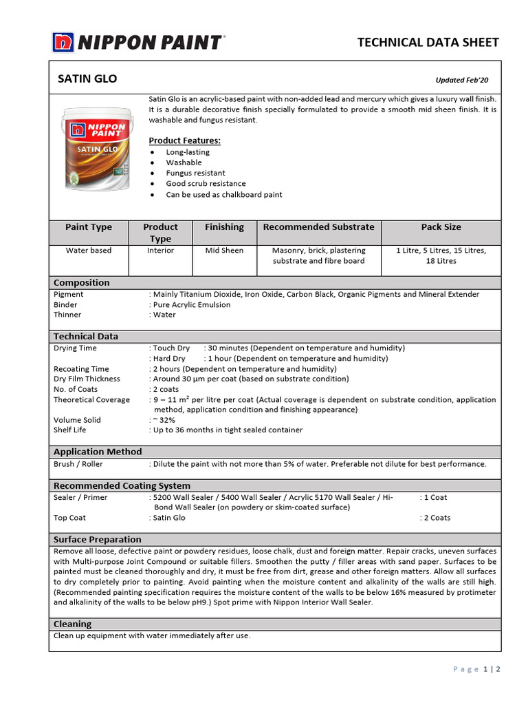 Nippon Satin-Glo | PDF | Paint | Acrylic Paint