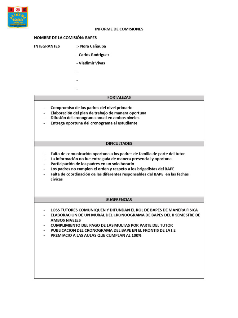 Informe de Comisiones 2024 - Okinawa | PDF
