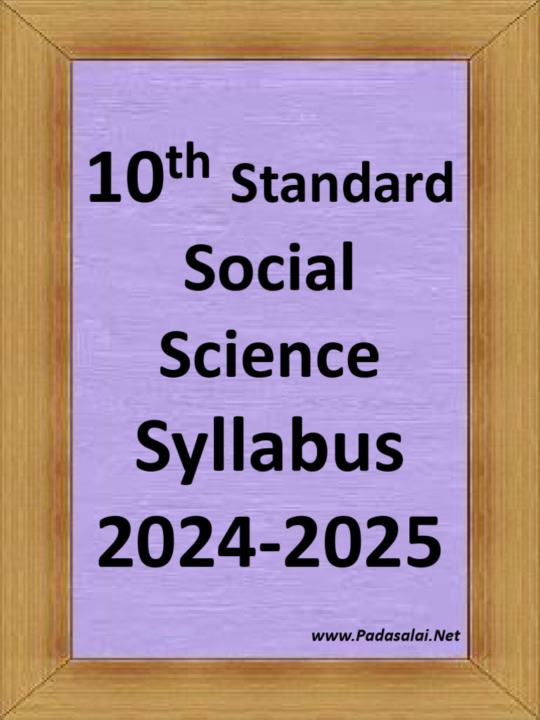 10th Standard Social Science Syllabus 2024 2025 English Medium PDF ...