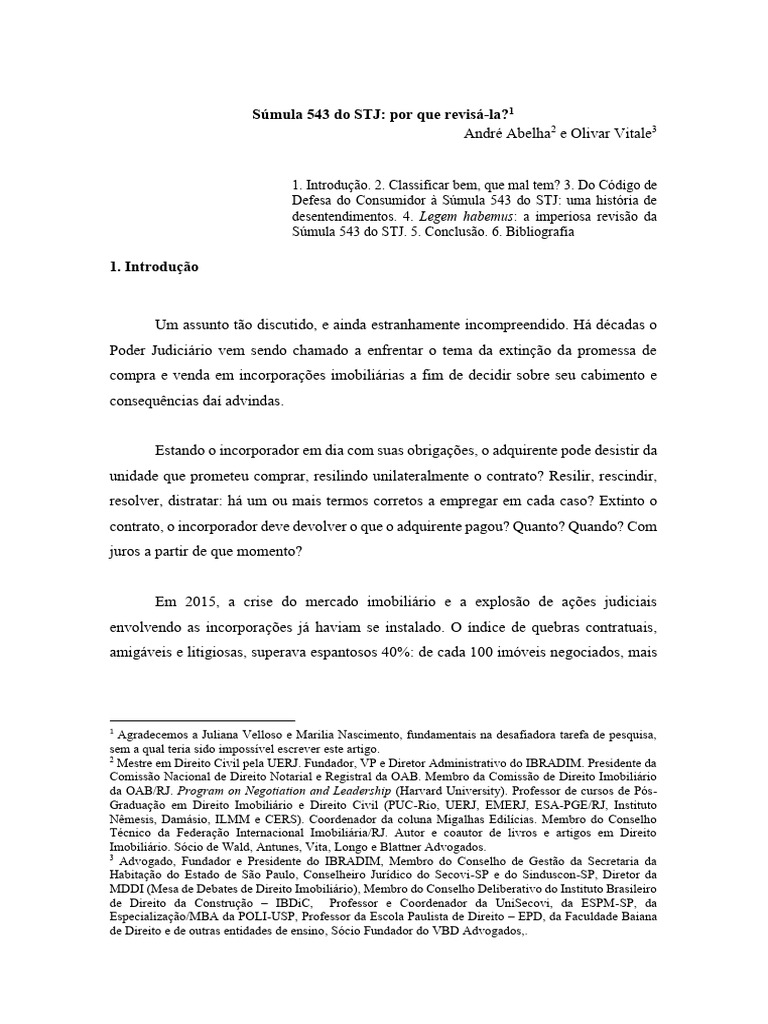 Revisão da Súmula 543 e Lei 13.786/18 | PDF | Indenização | Justiça