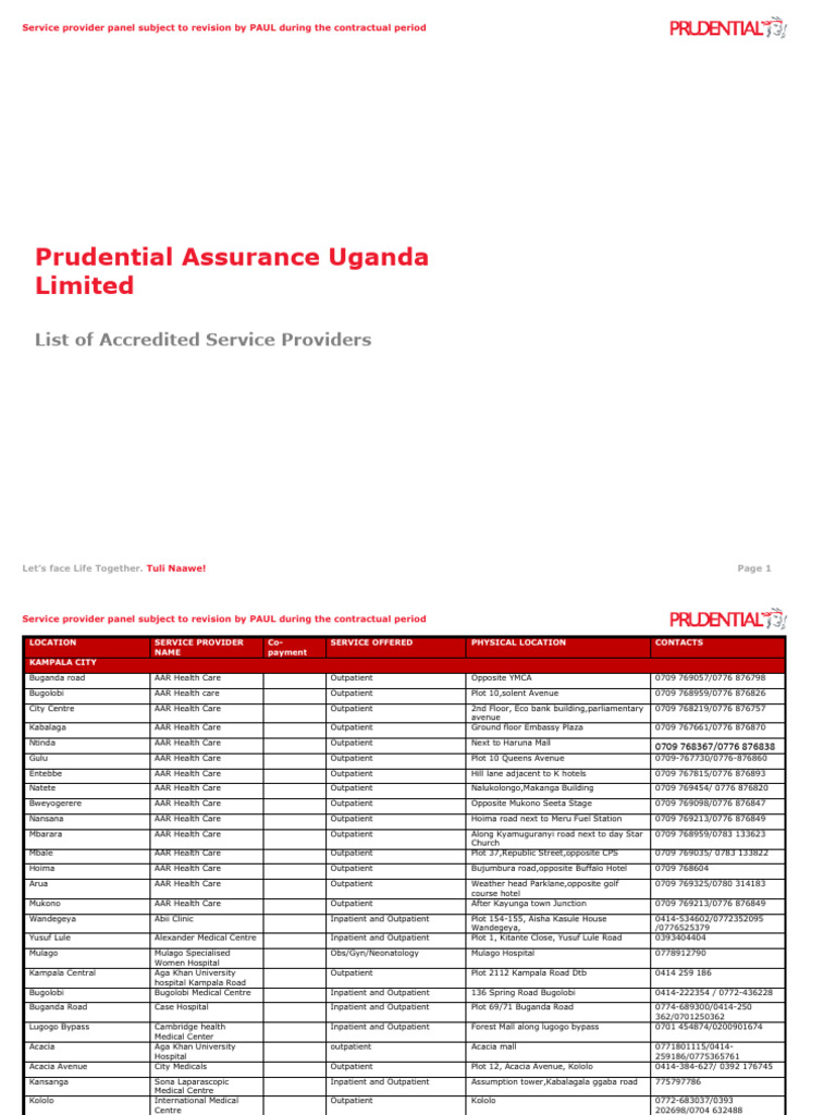 2024 PHSP - List of Service Providers | PDF | Patient | Hospital