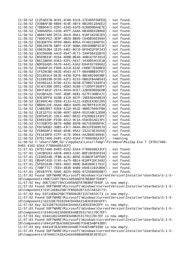 FC Remove Log | PDF | Installation (Computer Programs) | Microsoft