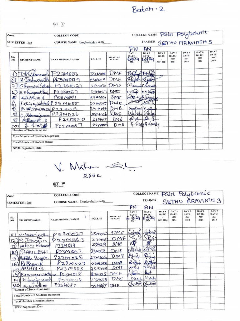 Semester 2 Attendance Report | PDF