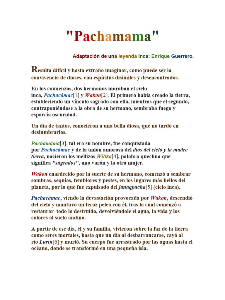 Pachamama Leyenda Pdf