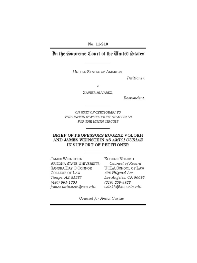 Brief of Professors Eugene Volokh and James Weinstein As Amici Curiae ...