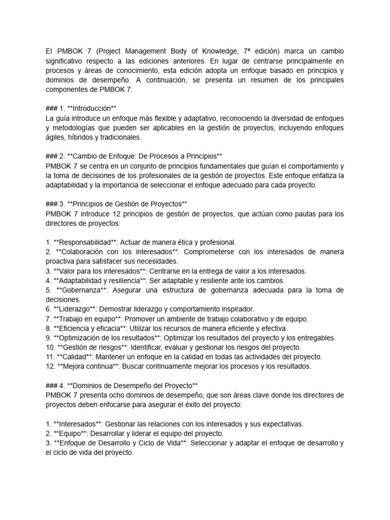 Principios y Dominios del PMBOK 7 | PDF
