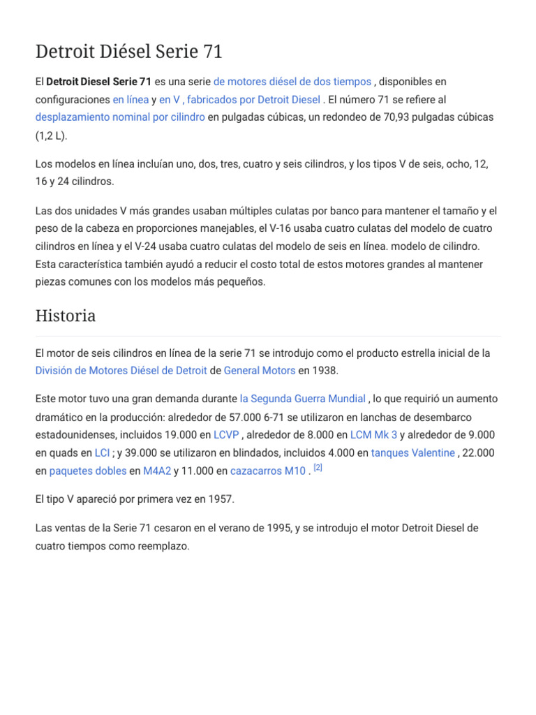 Especificaciones del Motor Detroit 71 | PDF | Inyección de combustible ...
