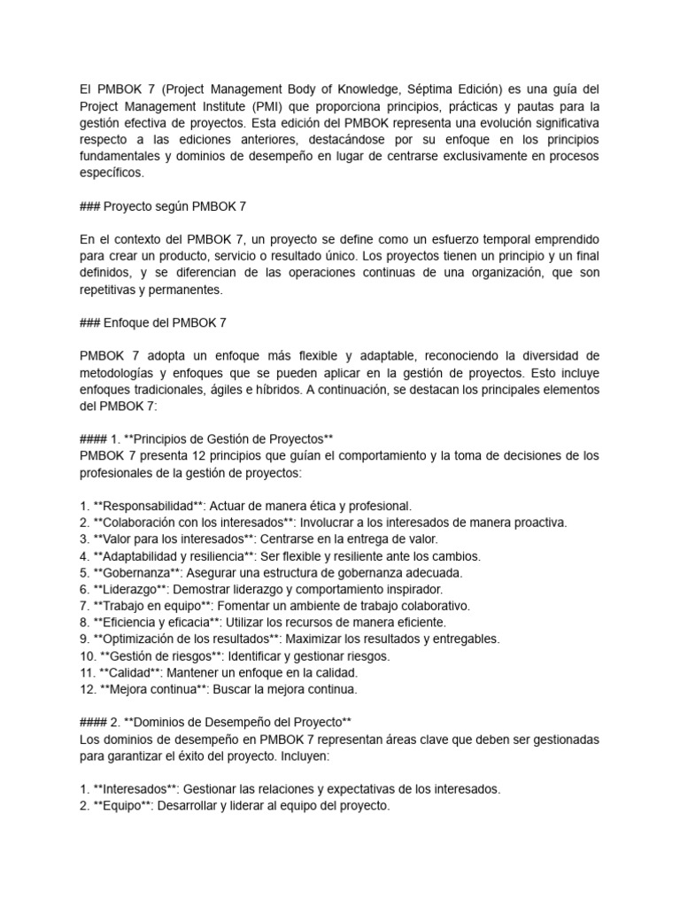 Guía PMBOK 7: Principios y Enfoques | PDF