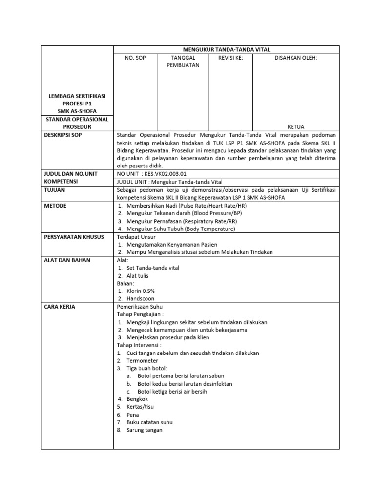SOP Mengukur TTV | PDF | Sains & Matematika