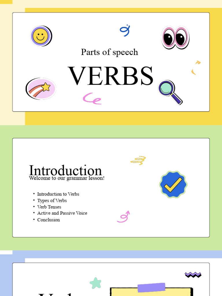 Parts of Speech Verbs Presentation Colorful in Cute Style | PDF | Verb ...