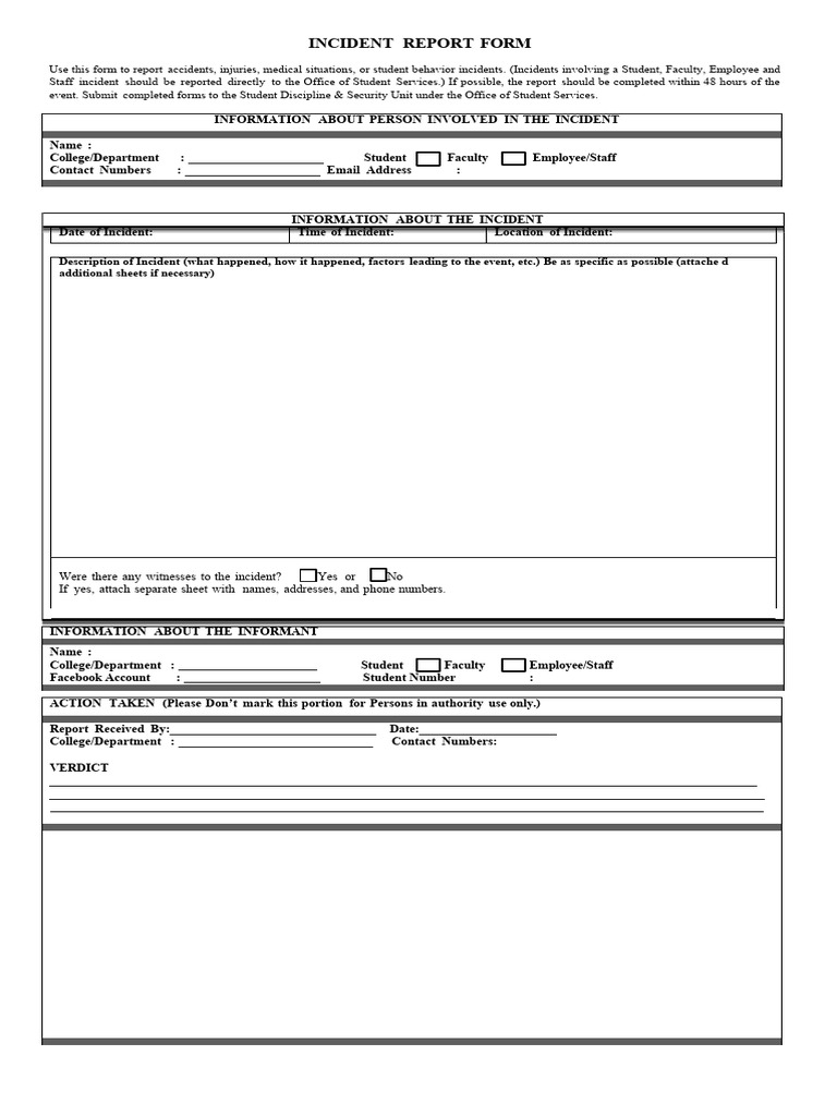 Sample Incident-Report-Form | PDF | Social Science
