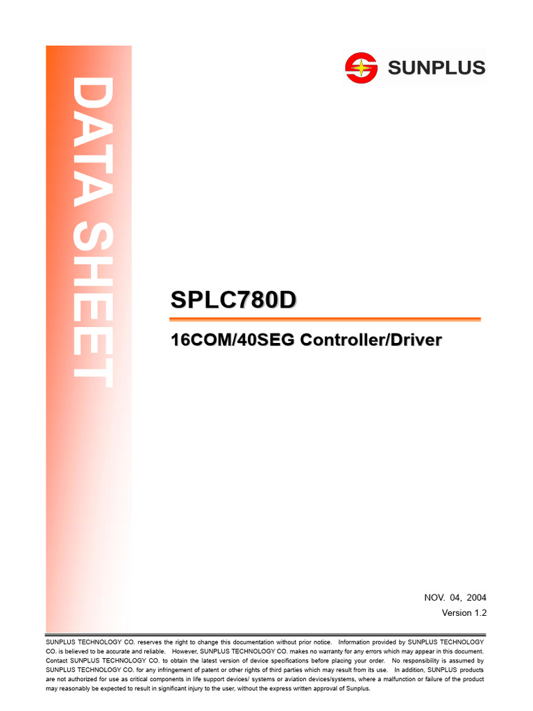 Splc780d Ds | PDF | Random Access Memory | Cursor (User Interface)