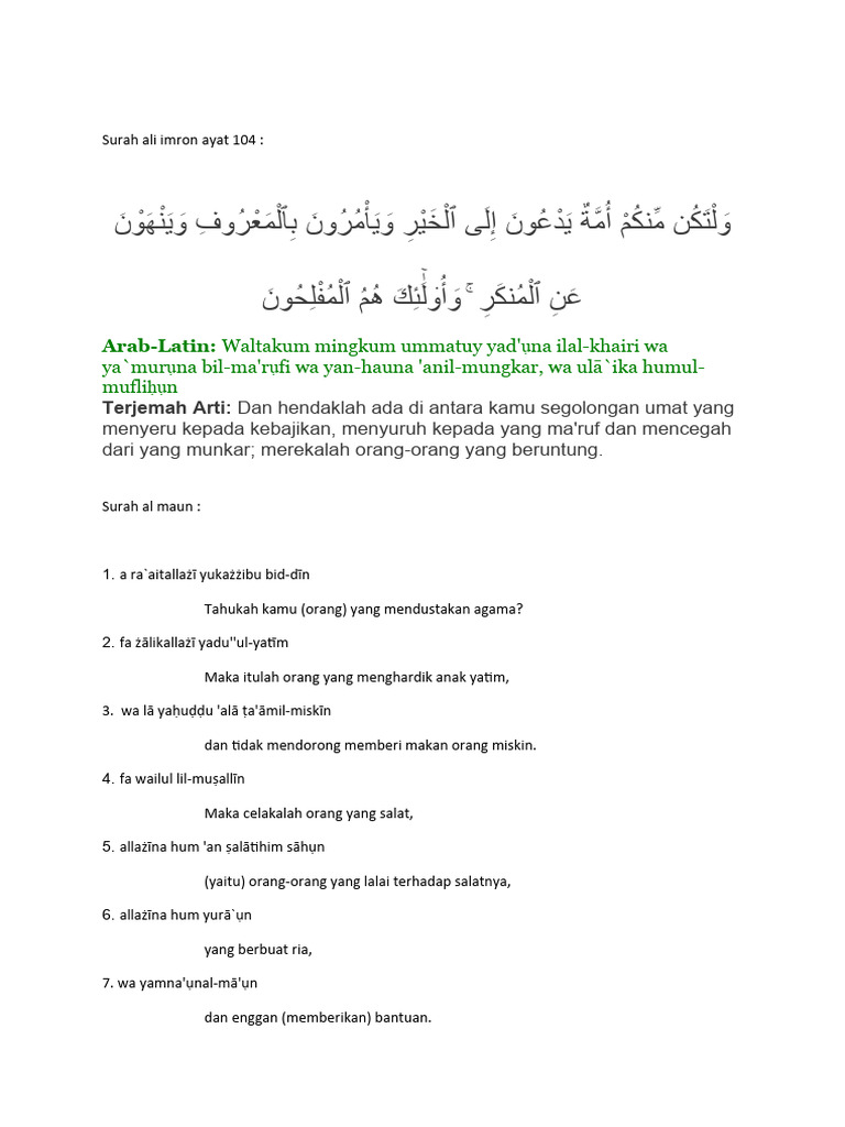 Surah Ali Imron Ayat 104 | PDF | Kesehatan Holistik | Agama & Spiritualitas