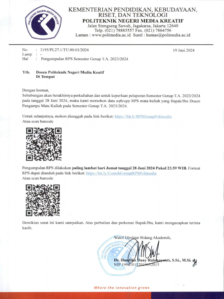 Pengumpulan RPS Semester Genap TA 2023-2024 | PDF