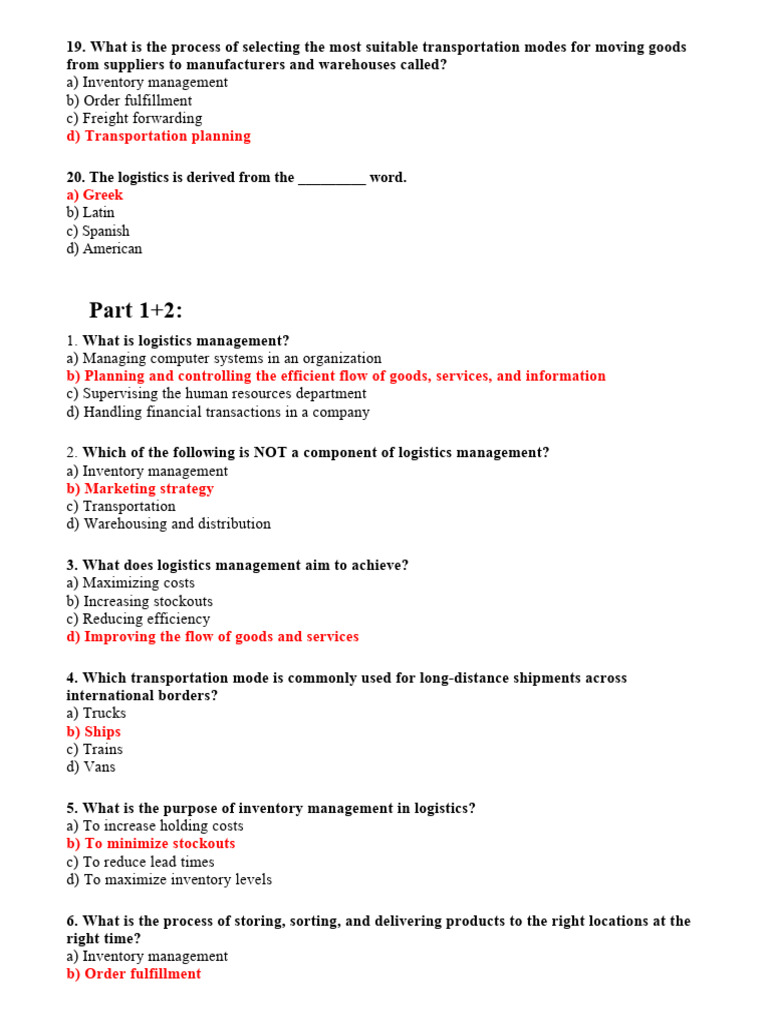 Ôn Thi Log | PDF | Logistics | Supply Chain