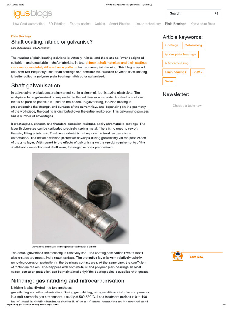 Shaft Coating - Nitride or Galvanise - Igus Blog | PDF