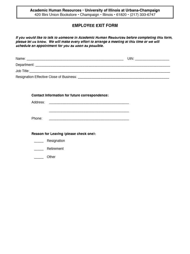 UIUC Employee Exit Guide | PDF | Consolidated Omnibus Budget ...
