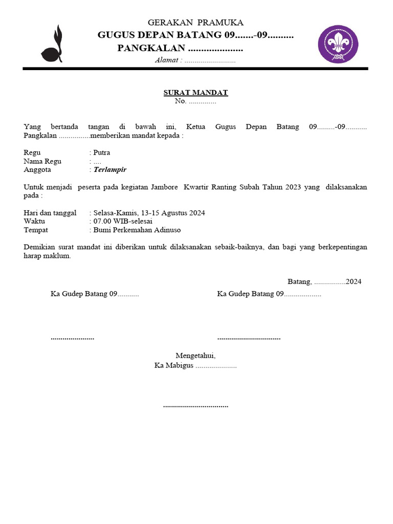 Surat Mandat JAMRAN 2023 | PDF