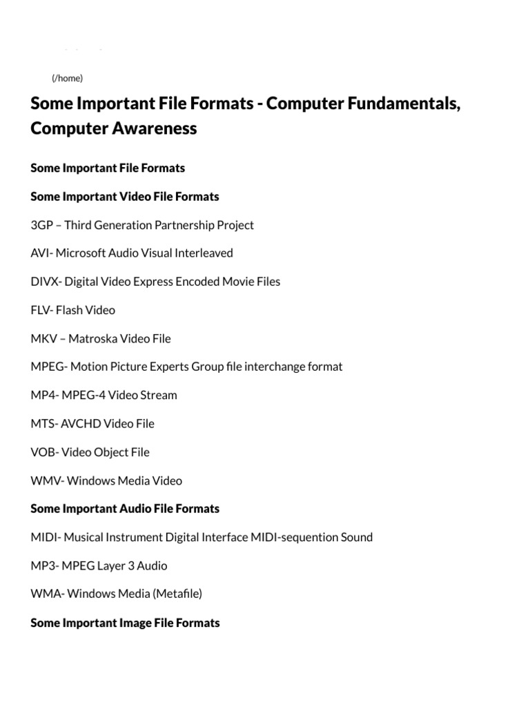 Essential File Formats Guide | PDF | Games & Activities | Technology ...