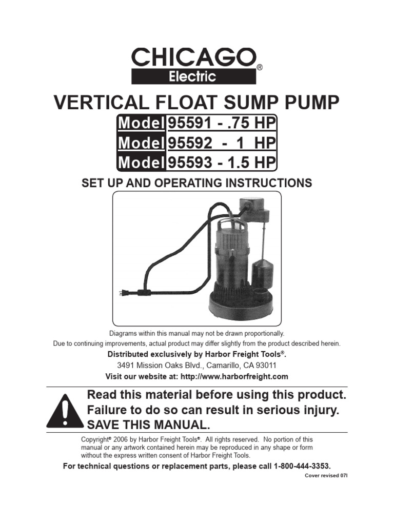 Sump Pump Chicago Electric | PDF | Electrical Connector | Ac Power ...