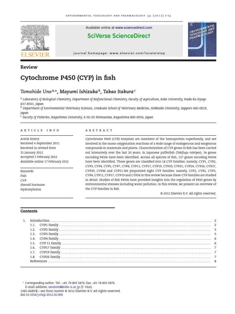 Cytochrome P450 (CYP) in Fish | PDF | Cytochrome P450 | Biochemistry