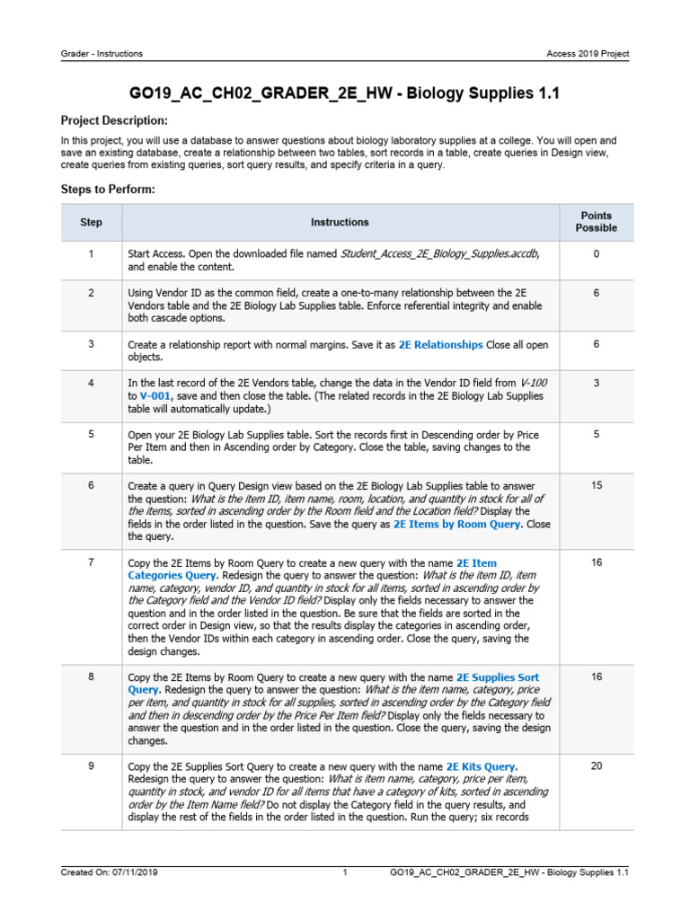 Go19 Ac Ch02 Grader 2e HW Instructions | PDF | Databases | Computing