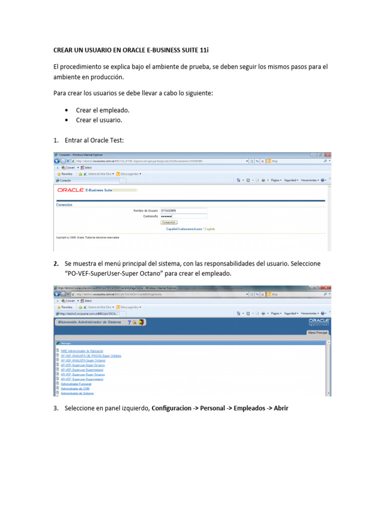 Crear Usuario Oracle | PDF | Informática