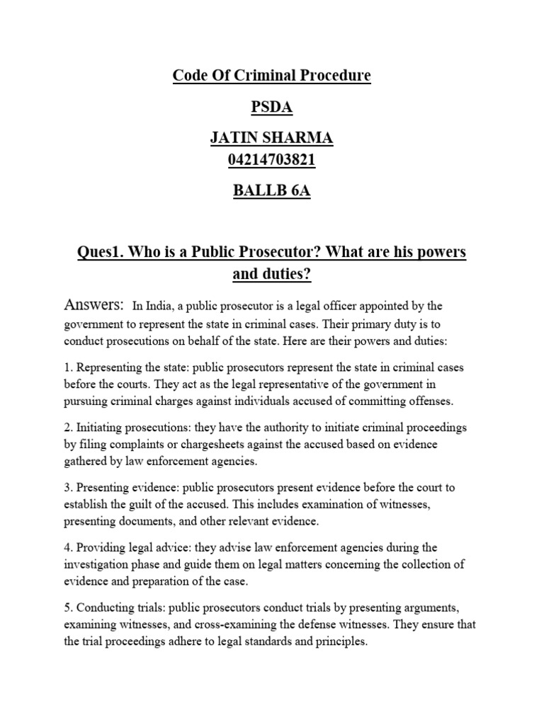 Jatin Sharma Psda CRPC | PDF | Prosecutor | Trials