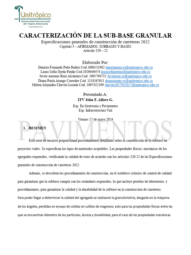 Caracterización de La Subbase Granular | PDF | Materiales